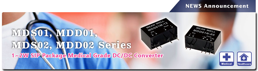 MDS01, MDD01, MDS02, MDD02 Series 1~2W SIP Package DC/DC Converter ...