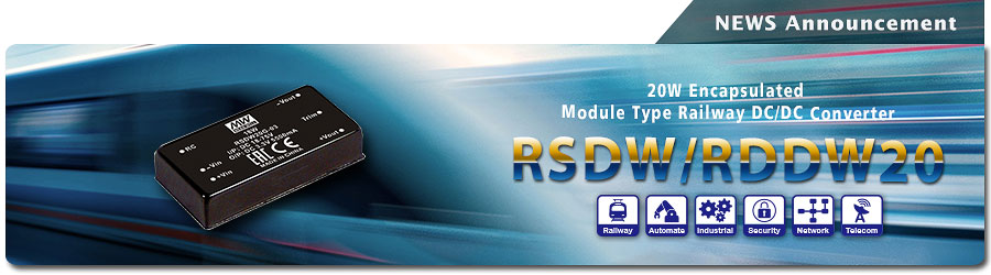 RSDW/RDDW20 Series 20W Encapsulated Module Type Railway DC/DC Converter ...