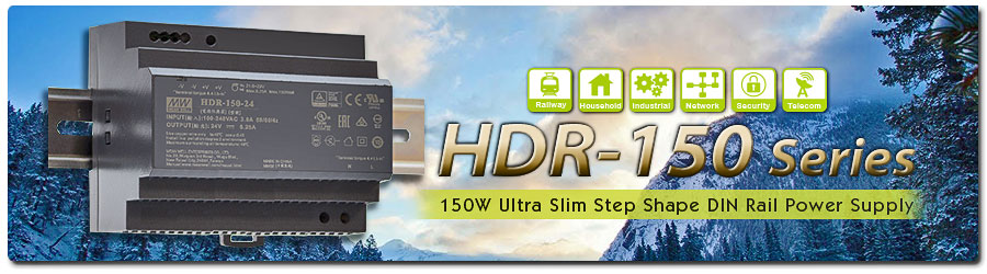 HDR-150 Series ~ 150W Ultra Slim Step Shape DIN Rail Power Supply -MEAN WELL Switching Power ...